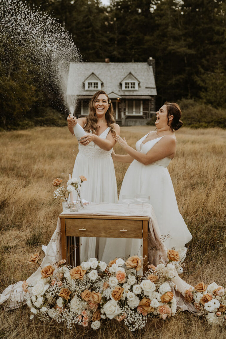 Intimate Elopement by Lake Crescent, Chicago - Two Bride Wedding