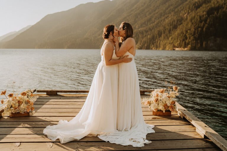 Intimate Elopement by Lake Crescent, Chicago - Two Bride Wedding