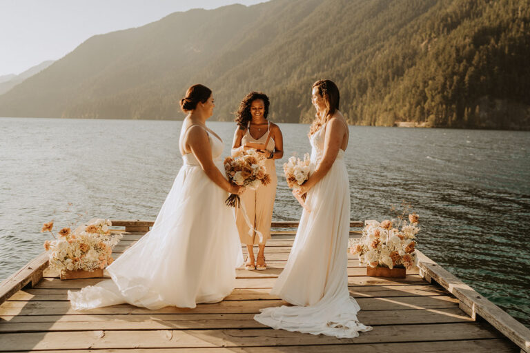 Intimate Elopement by Lake Crescent, Chicago - Two Bride Wedding