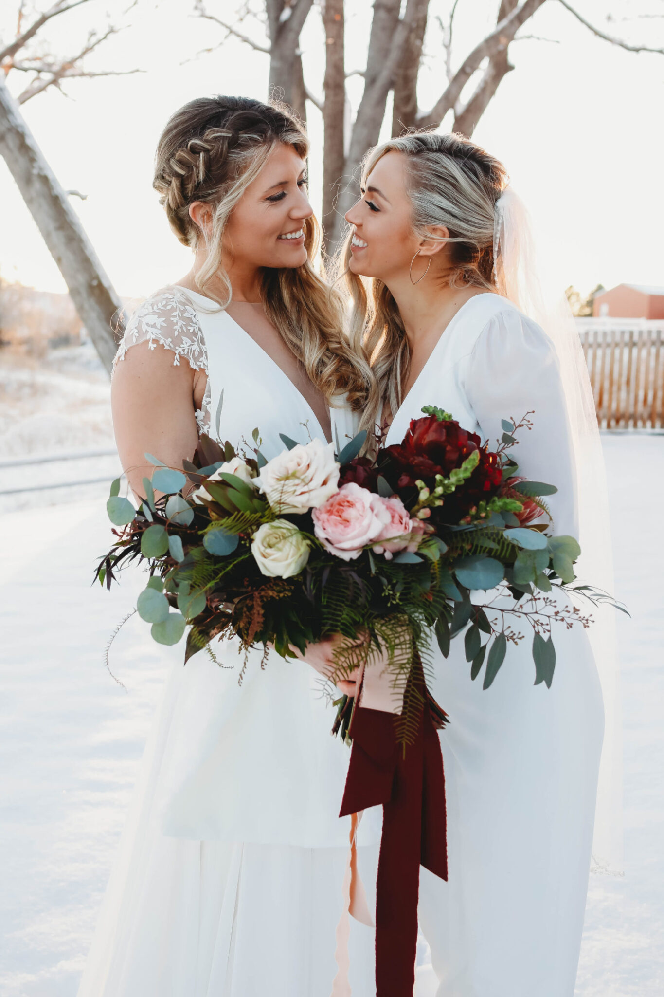Lexi & Michaela – A Snowy Outdoor Ceremony In Montana - LGBTQ+