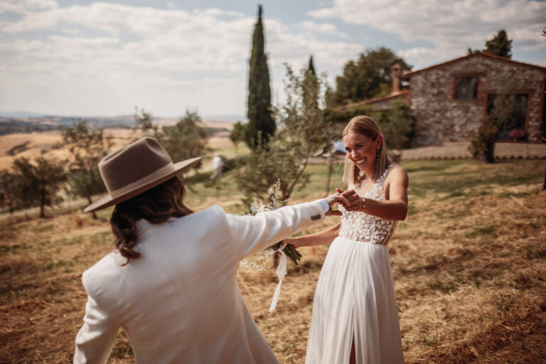 A Rustic Farm Wedding in Tuscany with Two Brides