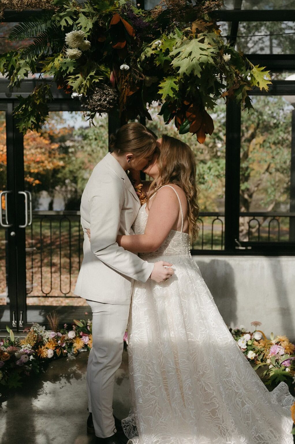 Sustainable Fall Wedding Editorial in a Seattle Greenhouse