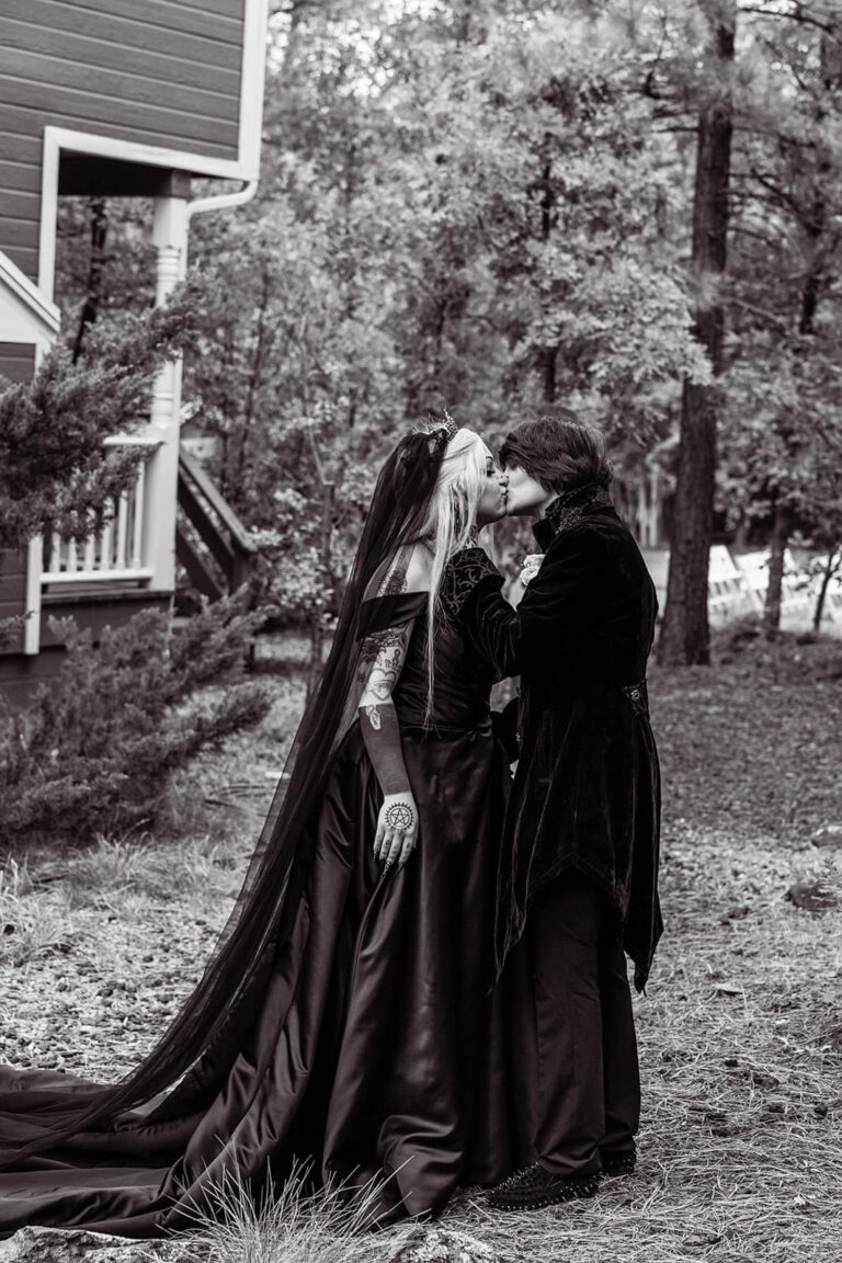 Arizona Goth Wedding with Donuts, Tattoos, and Veil Drama