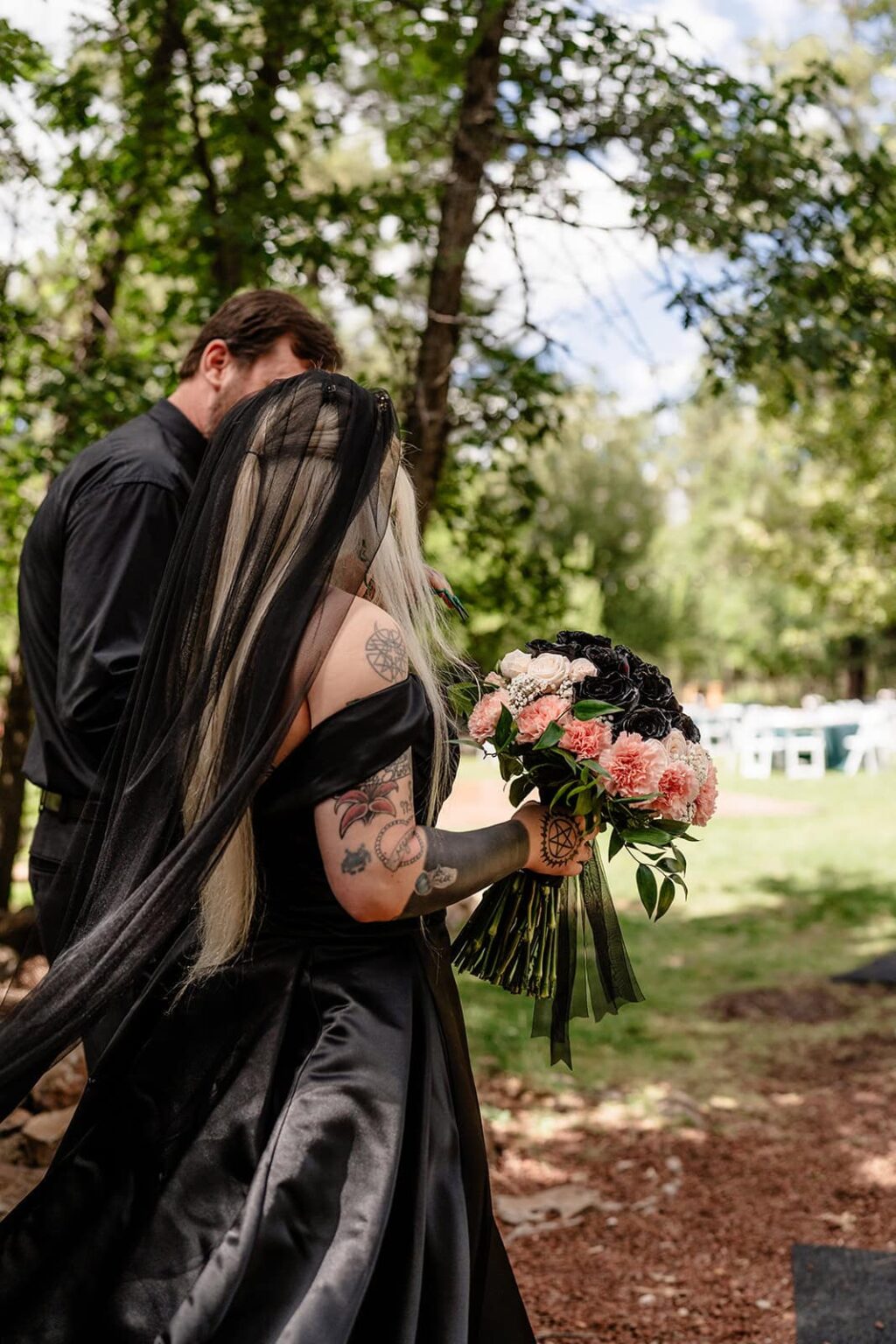 Arizona Goth Wedding with Donuts, Tattoos, and Veil Drama