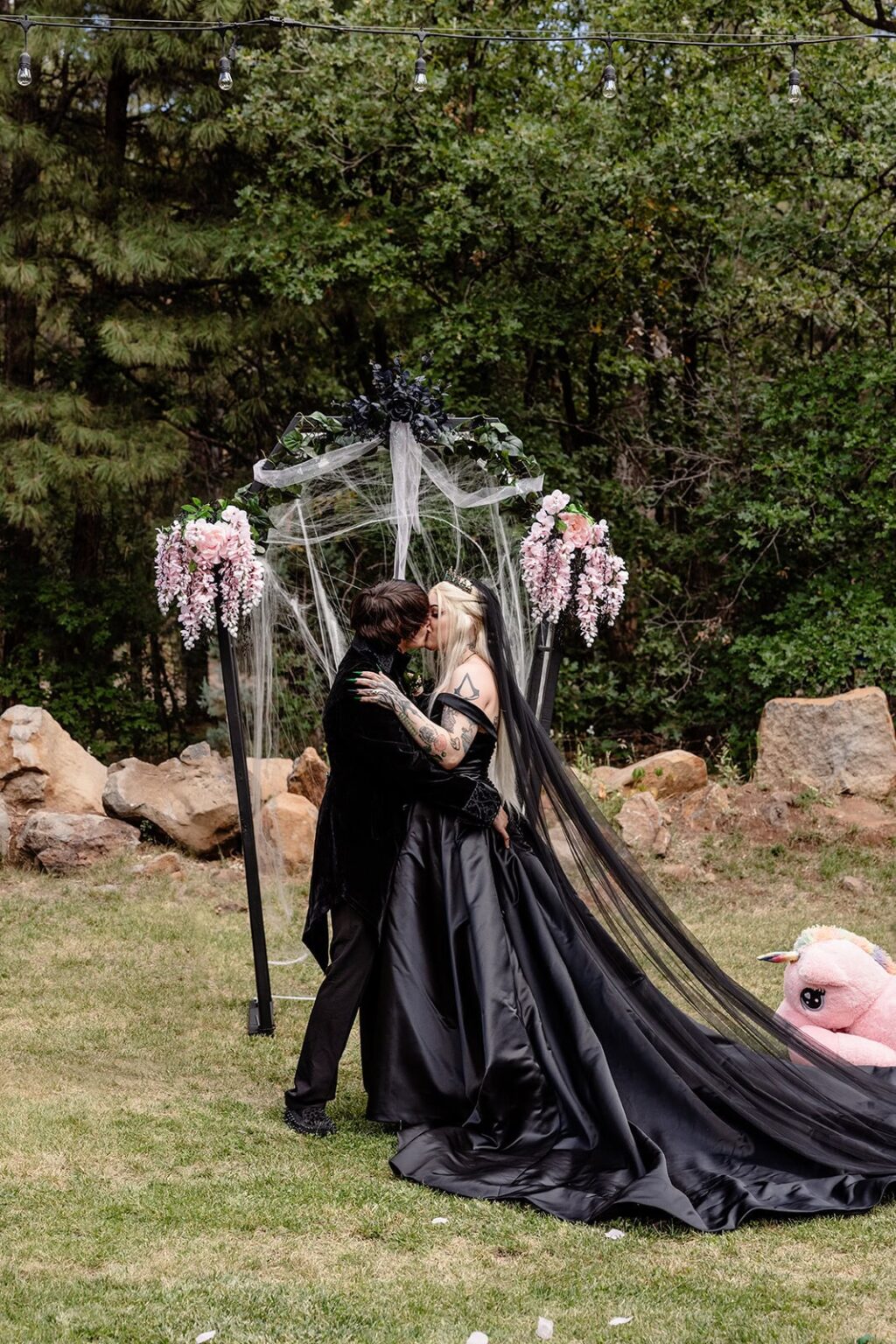 Arizona Goth Wedding with Donuts, Tattoos, and Veil Drama