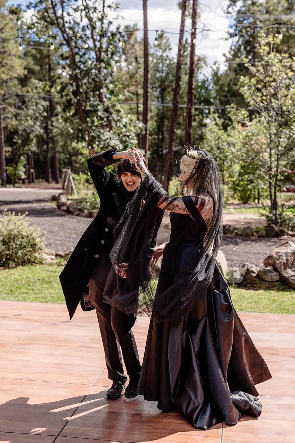 Arizona Goth Wedding with Donuts, Tattoos, and Veil Drama