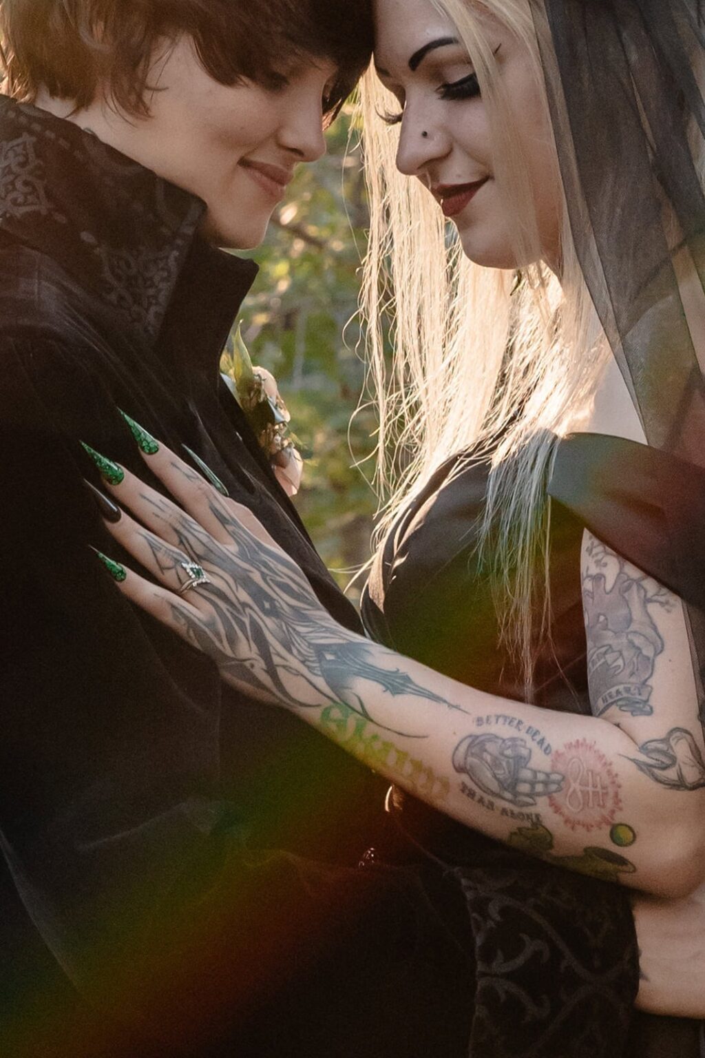 Arizona Goth Wedding with Donuts, Tattoos, and Veil Drama