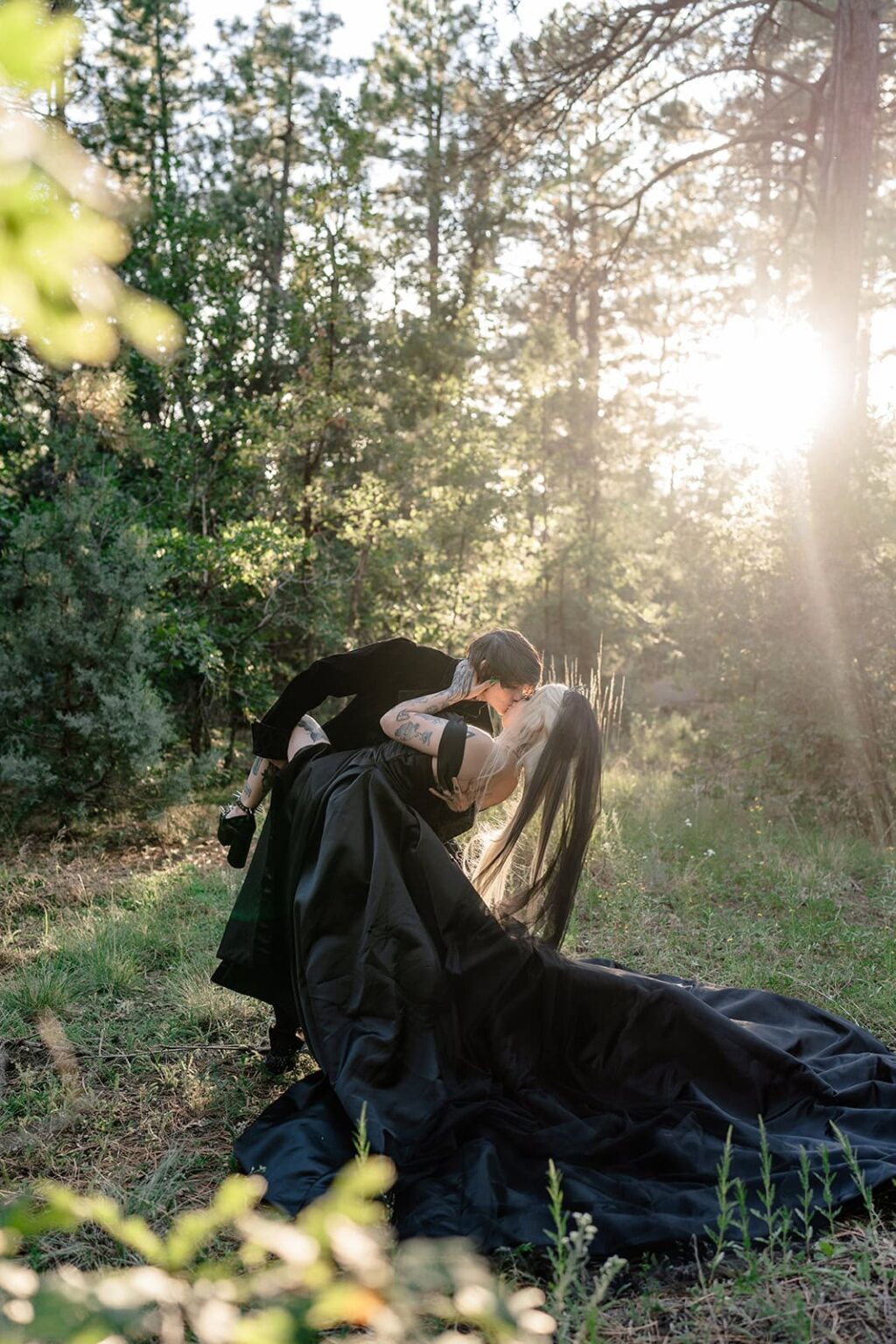 Arizona Goth Wedding with Donuts, Tattoos, and Veil Drama